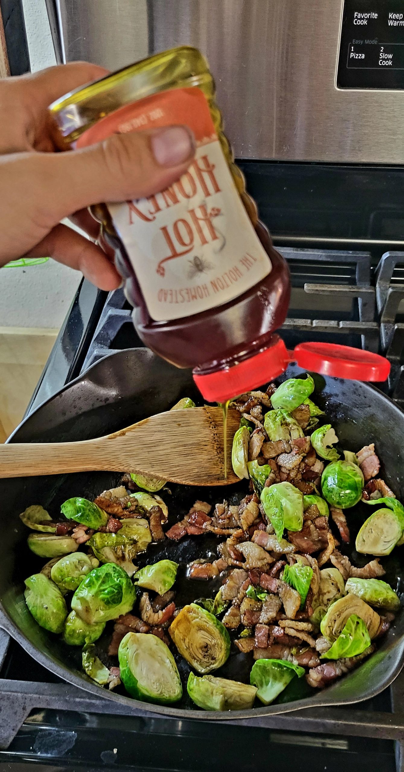 Hot Honey, Bacon & Parm Brussels Sprouts – Holton Homestead